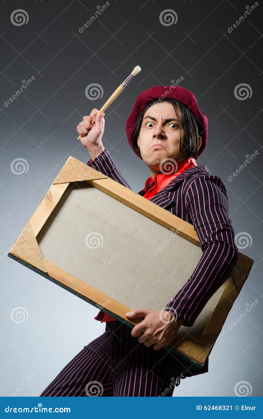 Funny Artist with His Artwork Stock Image - Image of comic, humor: 62468321