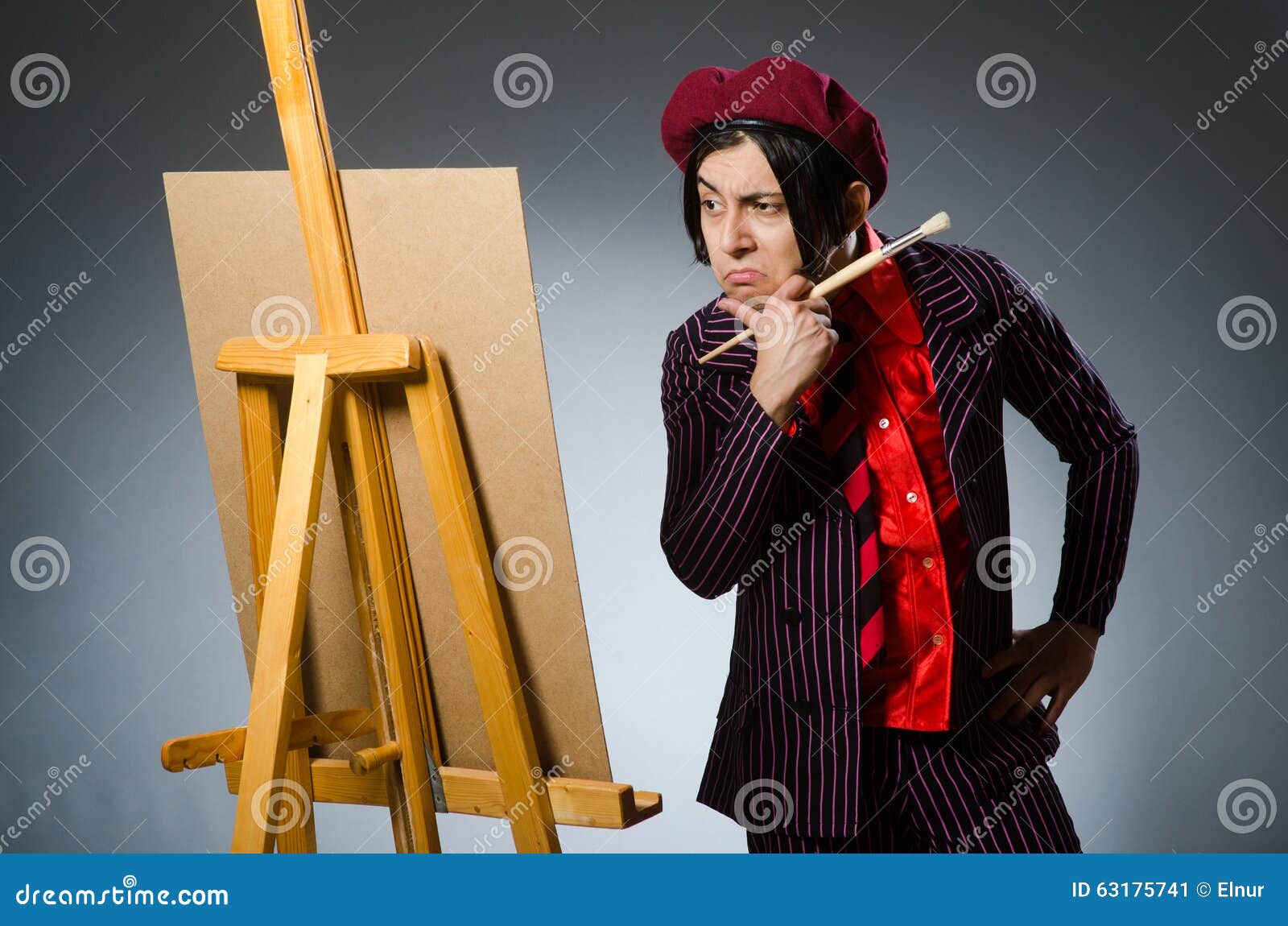 The Funny Artist with His Artwork Stock Image - Image of hobbies ...