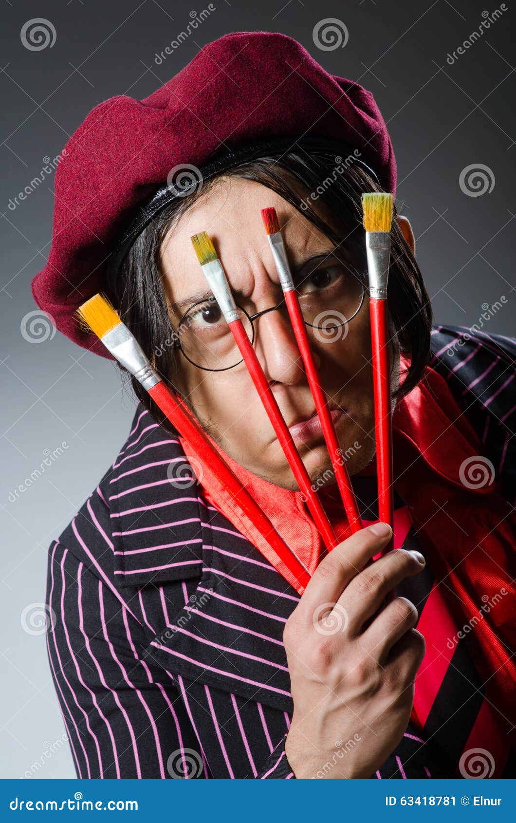 The Funny Artist with His Artwork Stock Image - Image of inspiration ...