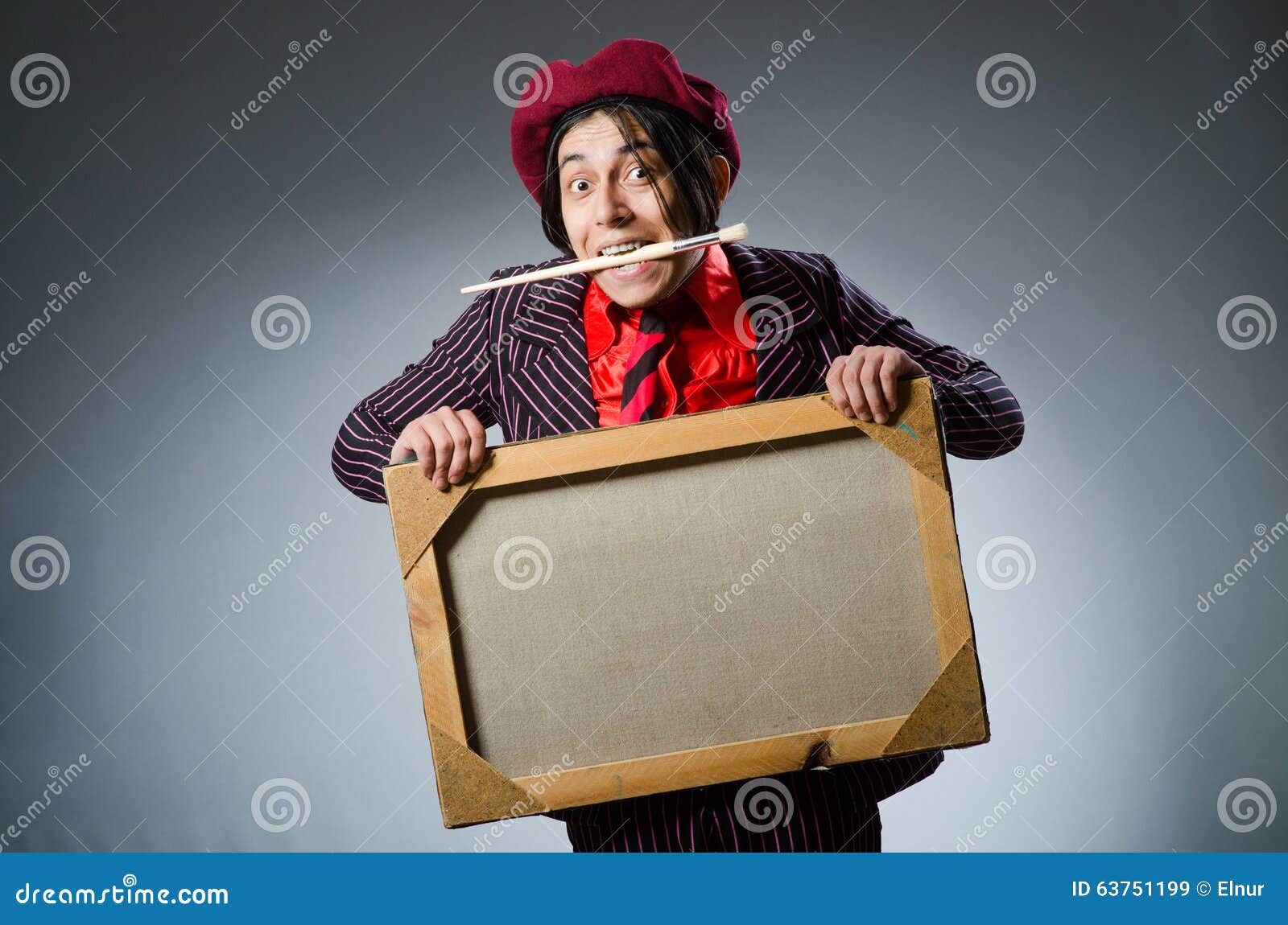 The Funny Artist with His Artwork Stock Image - Image of craft ...