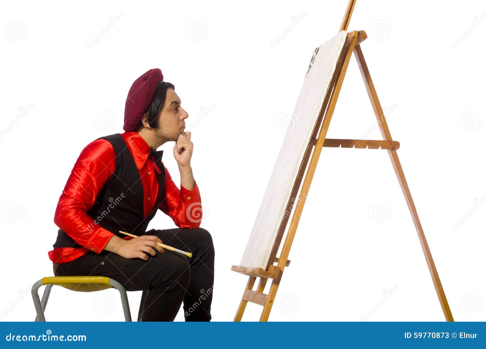 Funny Artist Isolated on White Stock Image - Image of painting ...