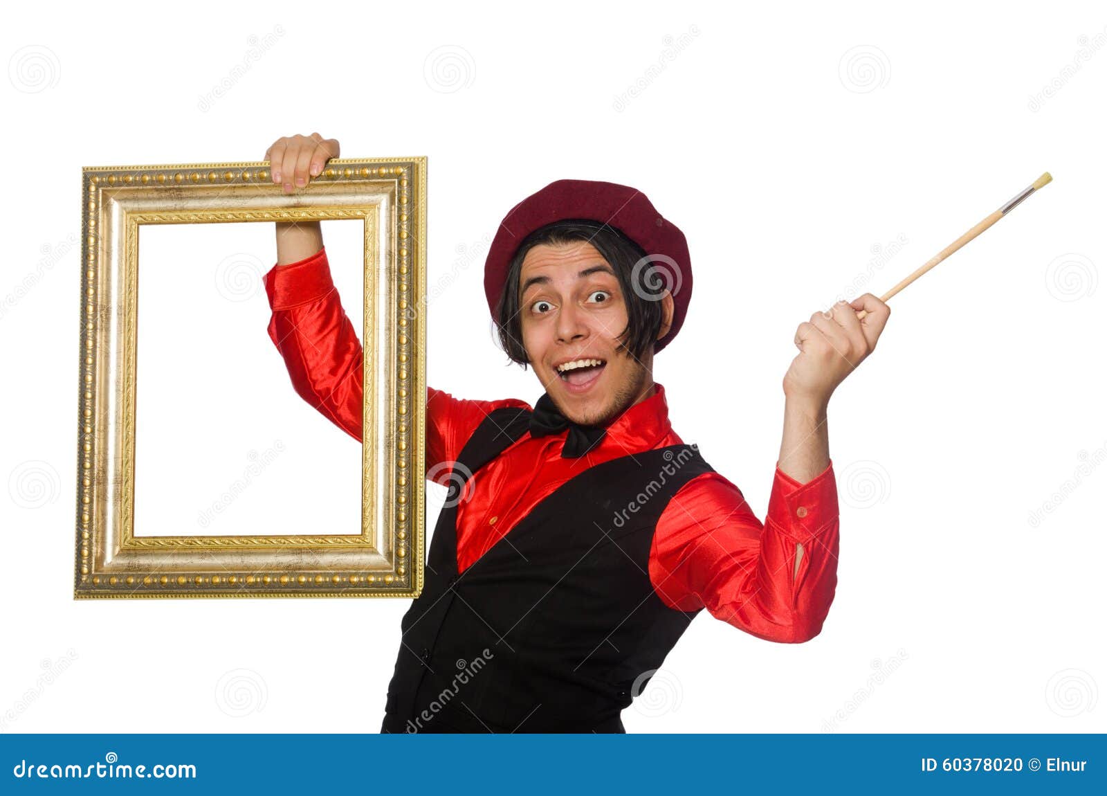 Funny Artist Isolated on White Stock Photo - Image of hobbies, artwork ...