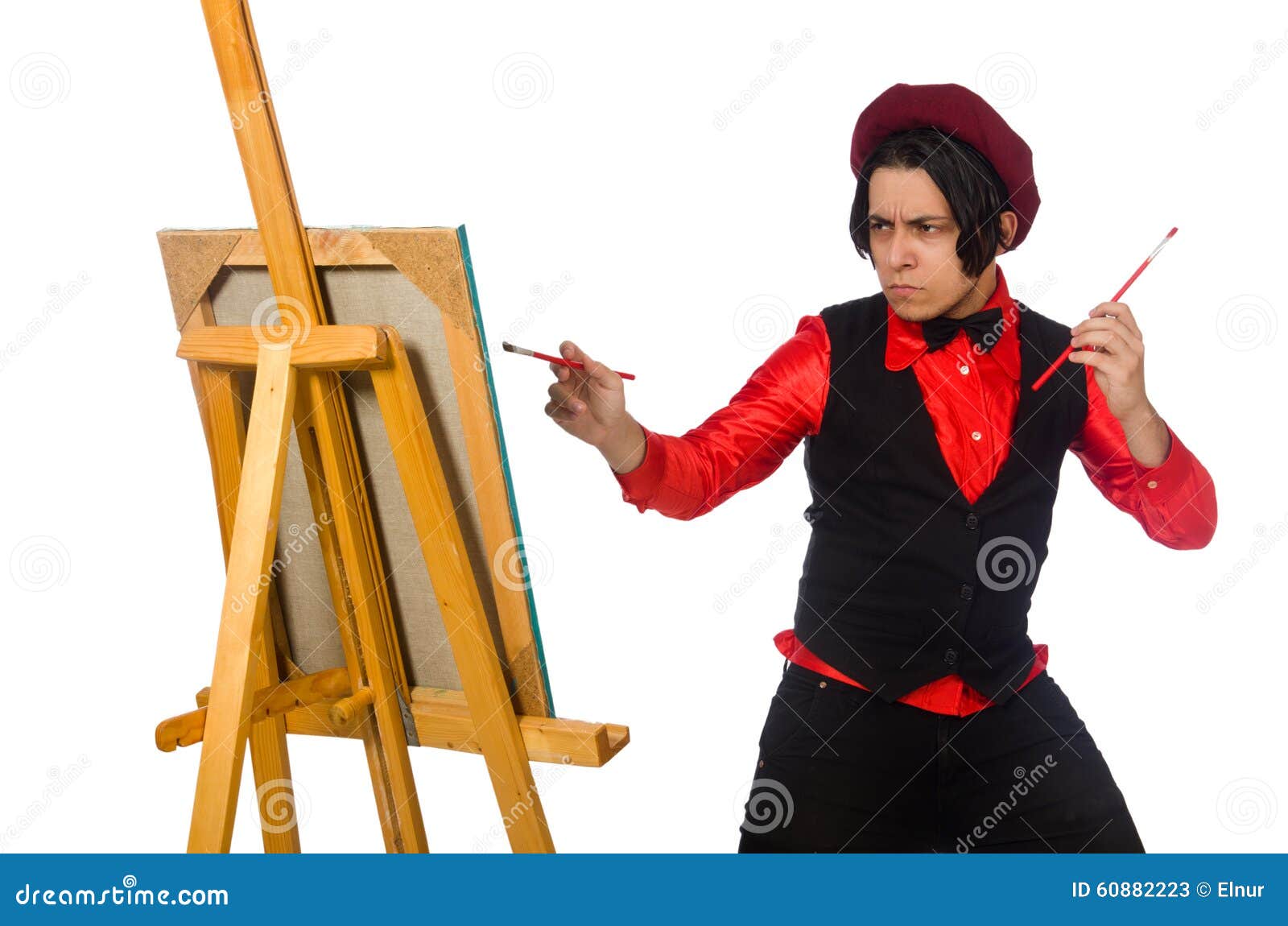 The Funny Artist Isolated on White Stock Image - Image of brush, craft ...