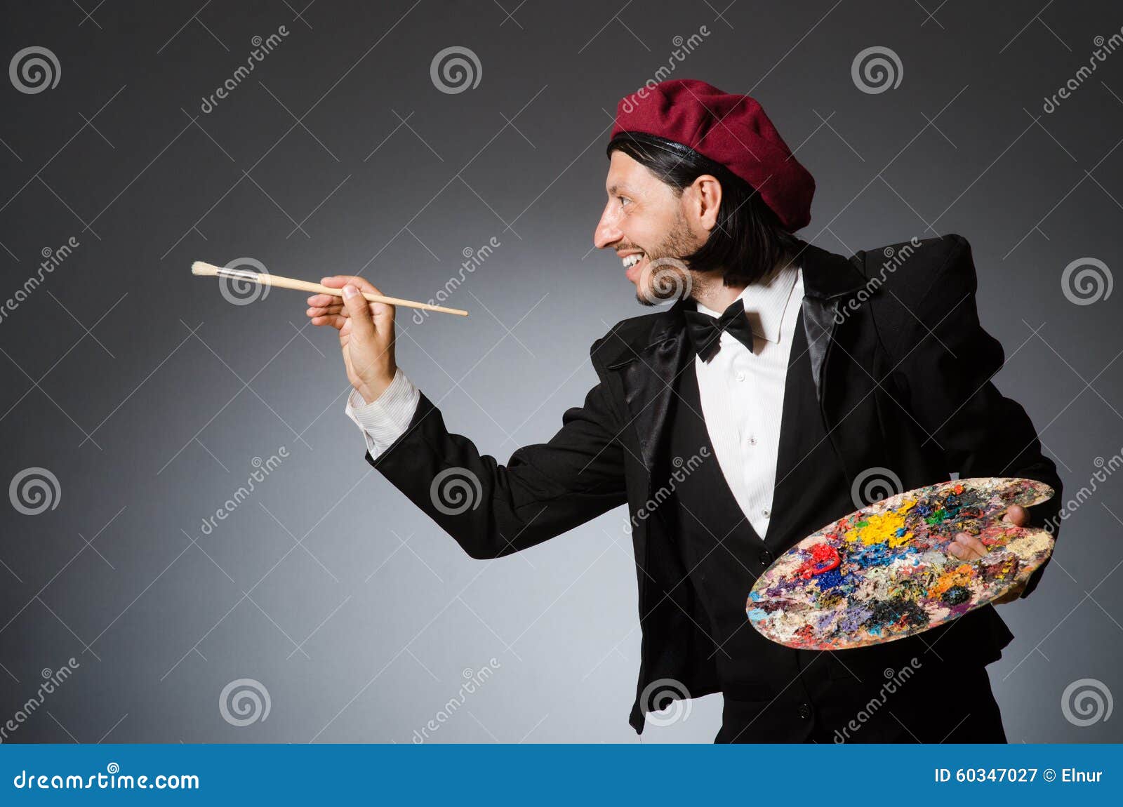 Funny Artist Working in the Studio Stock Image - Image of occupation ...