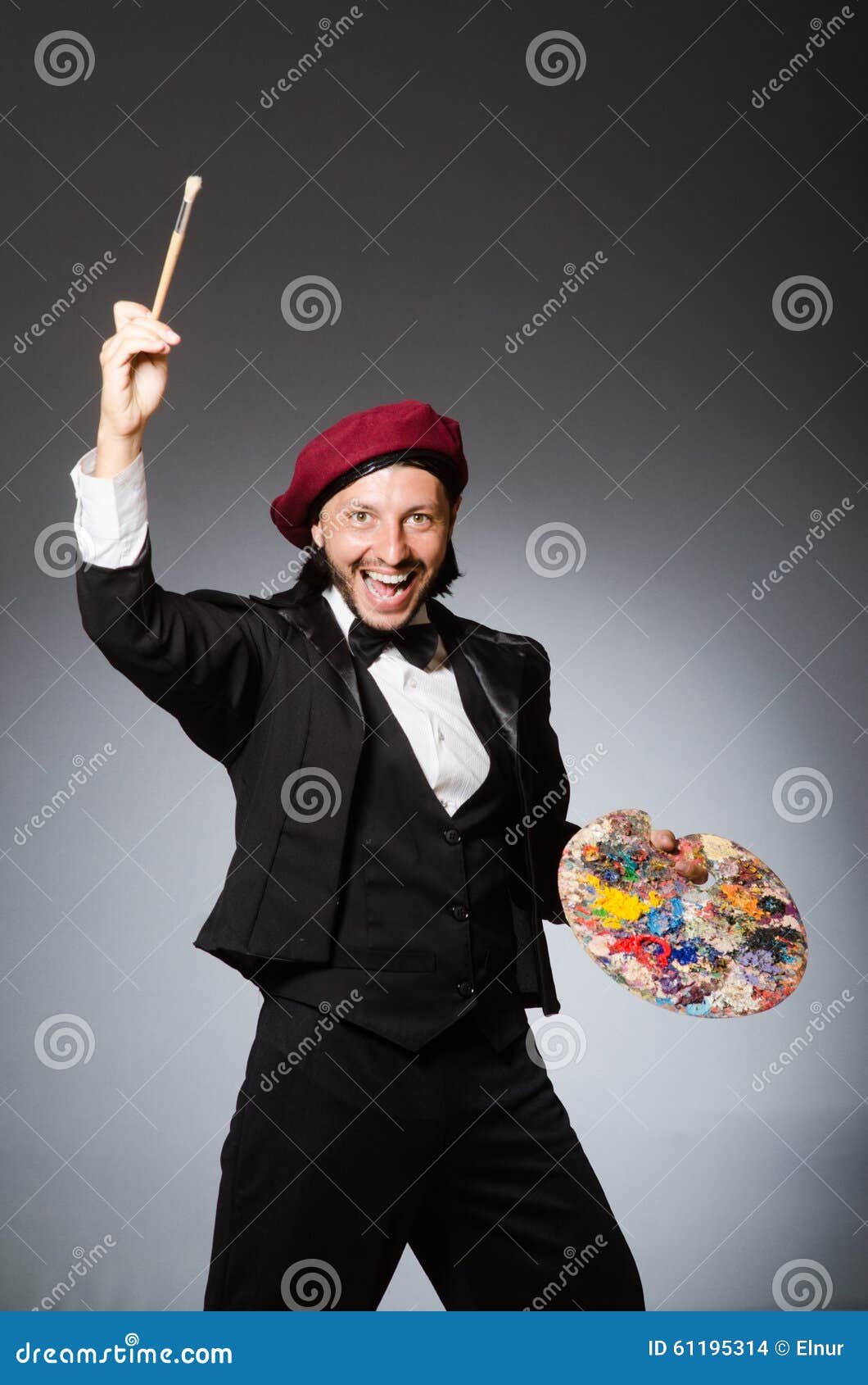 The Funny Artist Working in the Studio Stock Photo - Image of education ...