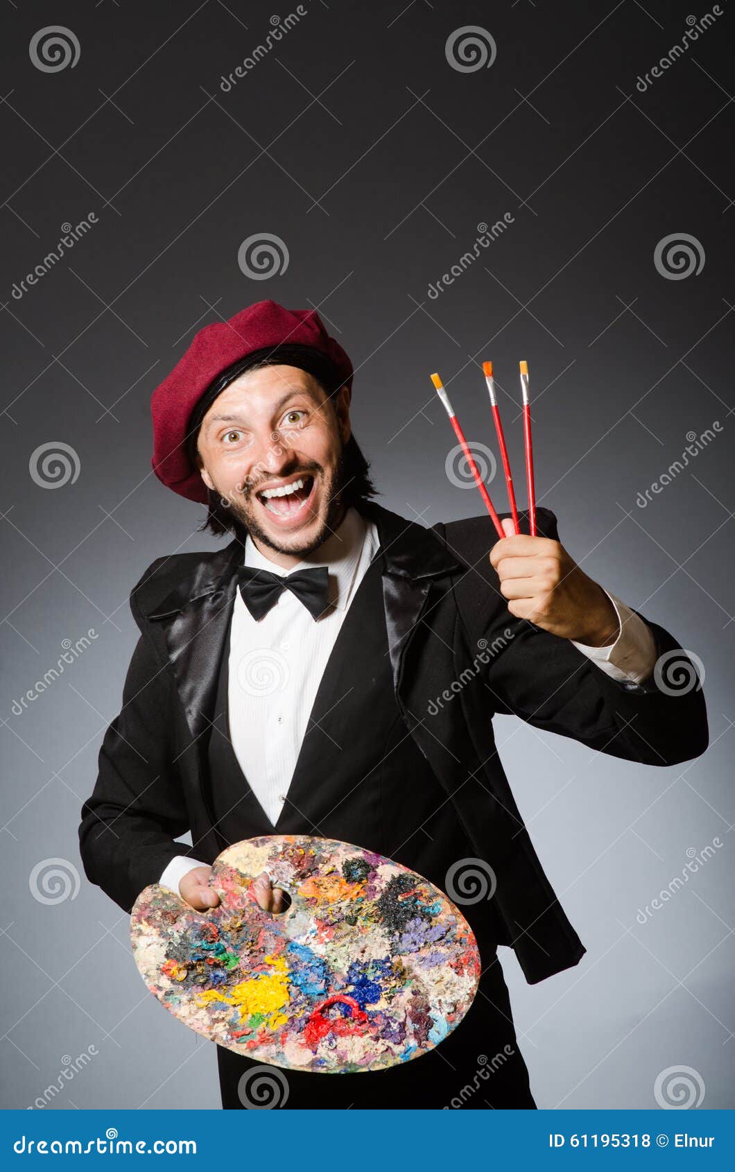 The Funny Artist Working in the Studio Stock Photo - Image of education ...