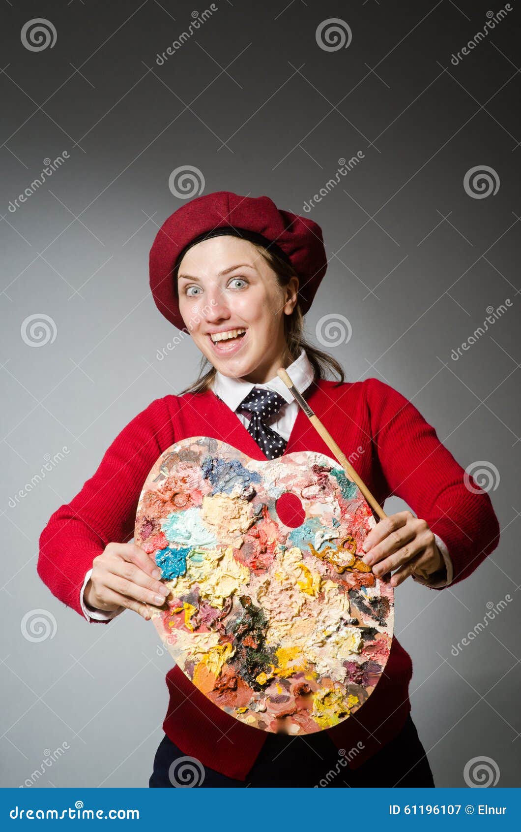 The Funny Artist Working in the Studio Stock Image - Image of creative ...