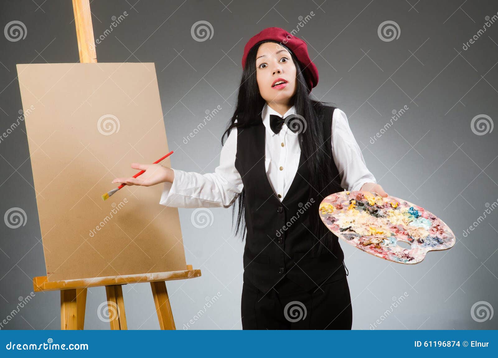 The Funny Artist Working in the Studio Stock Photo - Image of draw ...