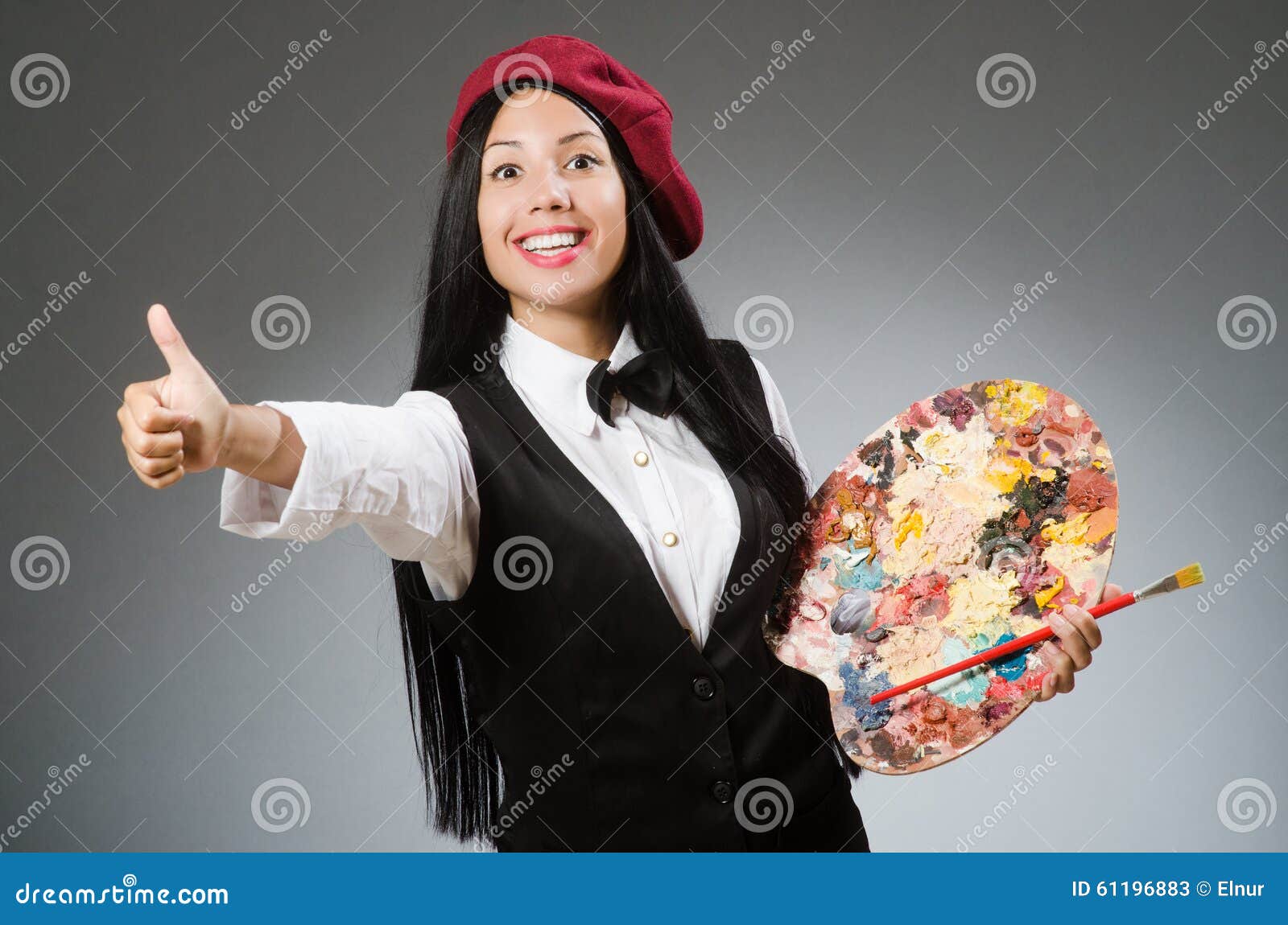 The Funny Artist Working in the Studio Stock Image - Image of ...