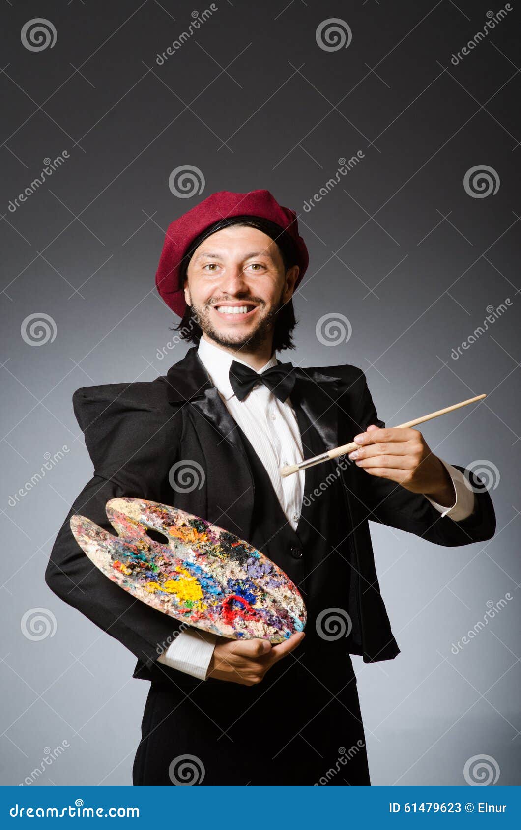 The Funny Artist Working in the Studio Stock Image - Image of artist ...
