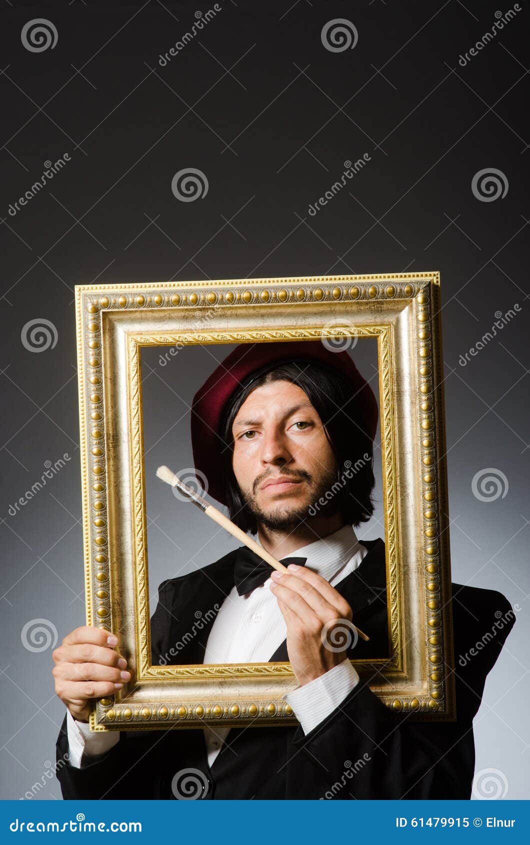The Funny Artist Working in the Studio Stock Image - Image of humourous ...