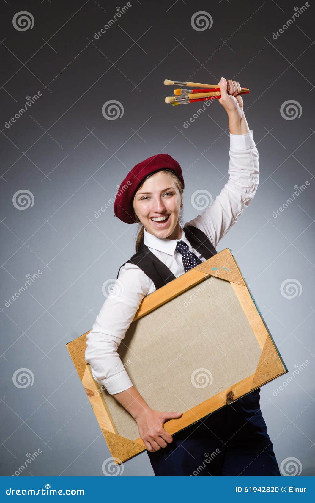 The Funny Artist Working in the Studio Stock Photo - Image of palette ...