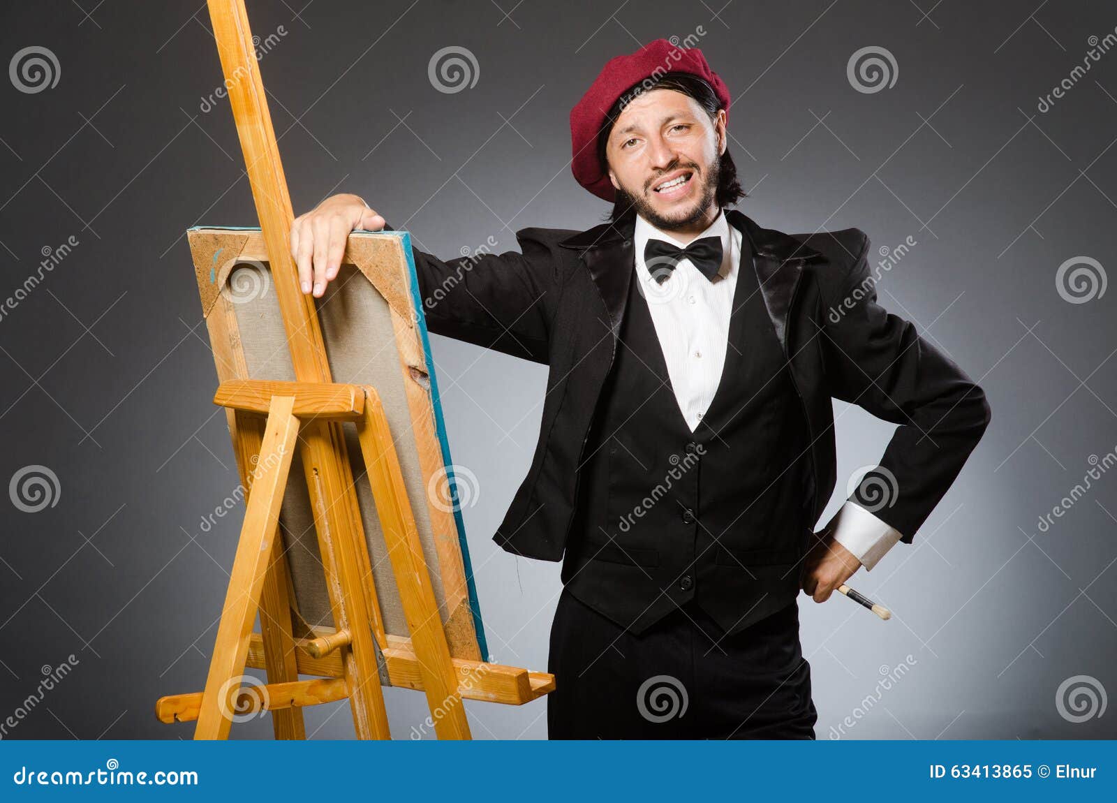 The Funny Artist Working in the Studio Stock Image - Image of brush ...