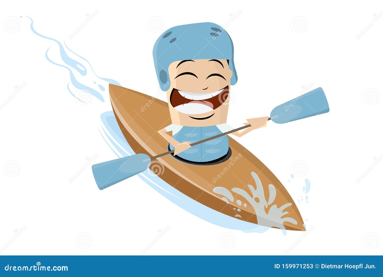 Asian Cartoon Man Using a Kayak Stock Vector - Illustration of drawing ...
