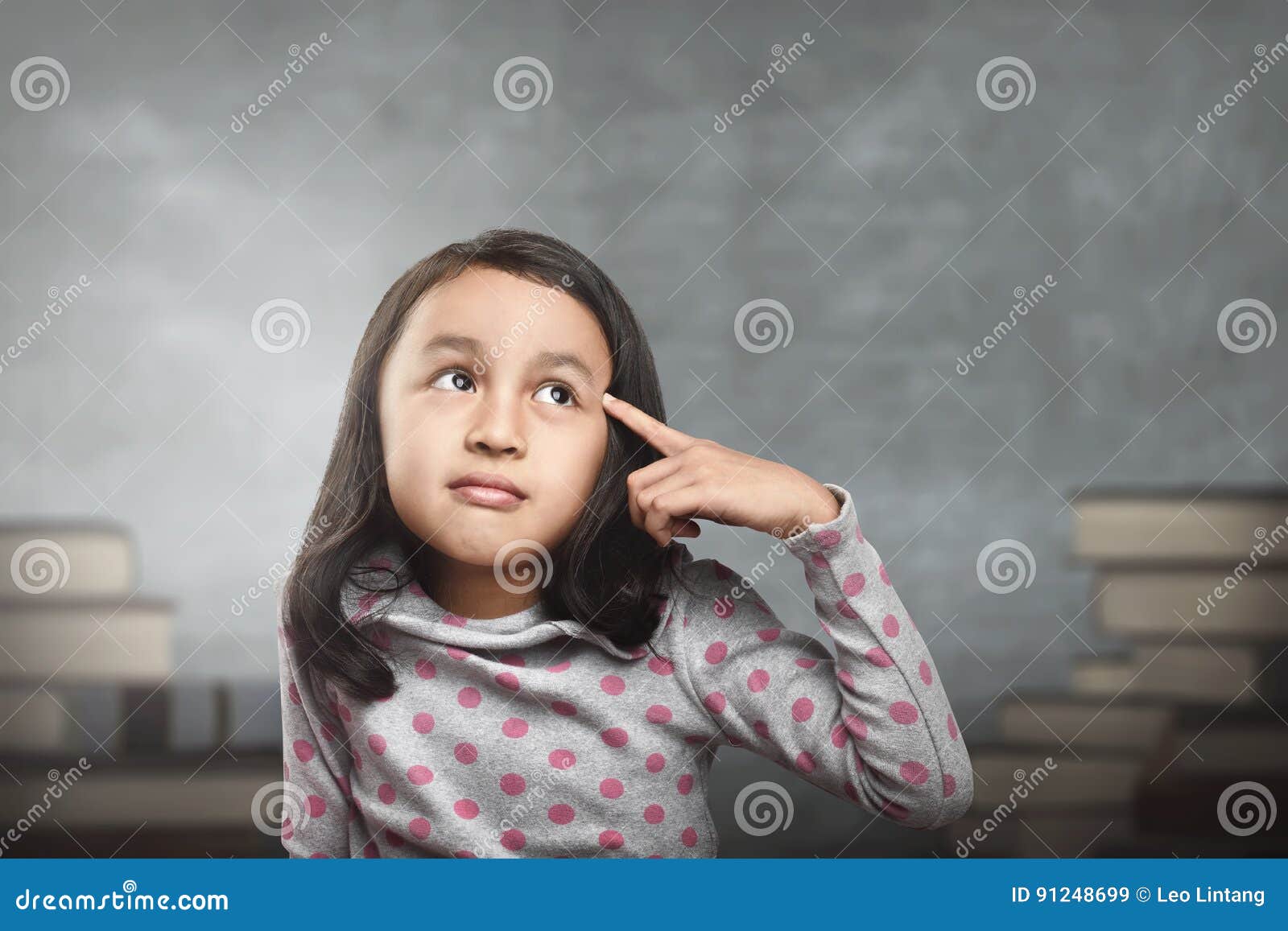 Funny Asian Kid Thinking for New Inspiration Stock Image - Image of ...