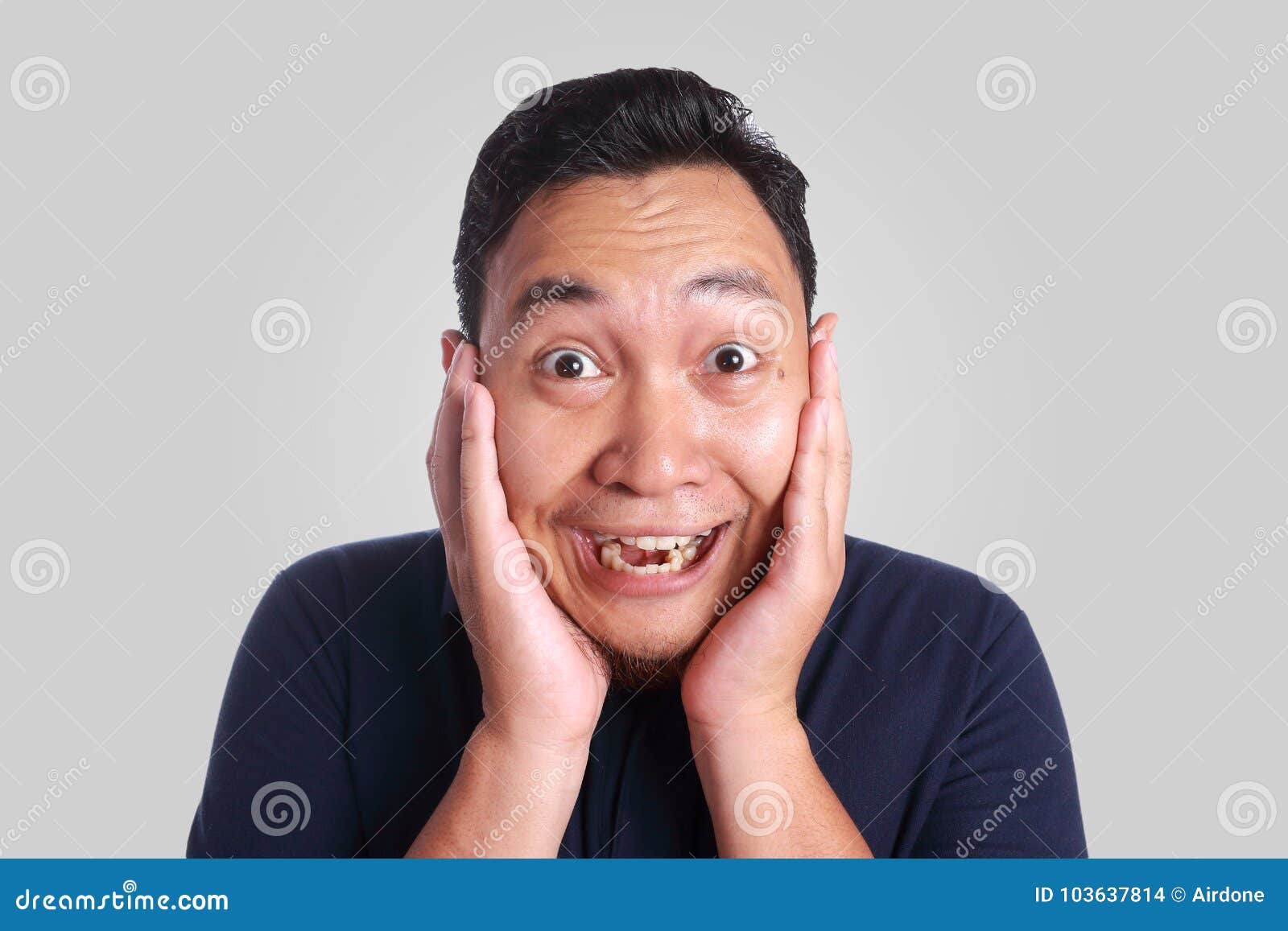 Funny Asian Man Smiling stock photo. Image of excited - 103637814