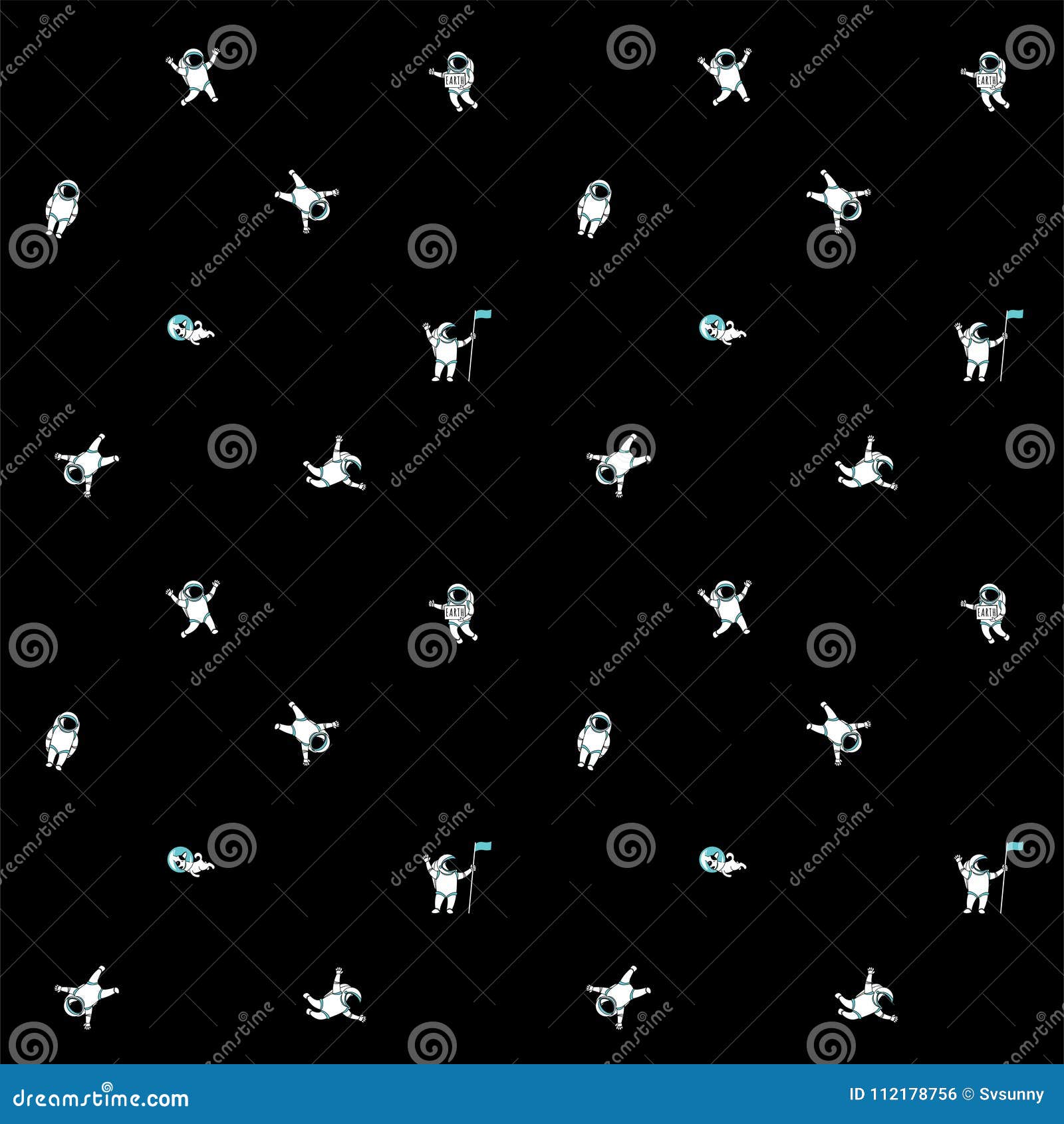 Funny Astronaut Spaceman Characters Exploring Outer Space Seamless ...