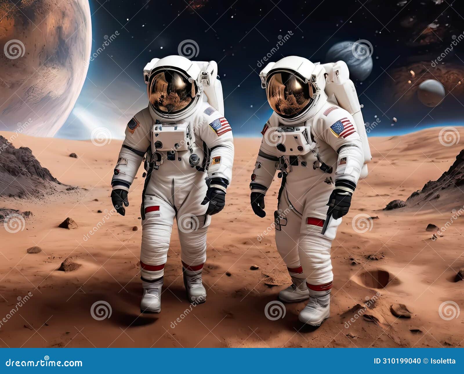 Funny astronauts in space stock photo. Image of earth - 310199040