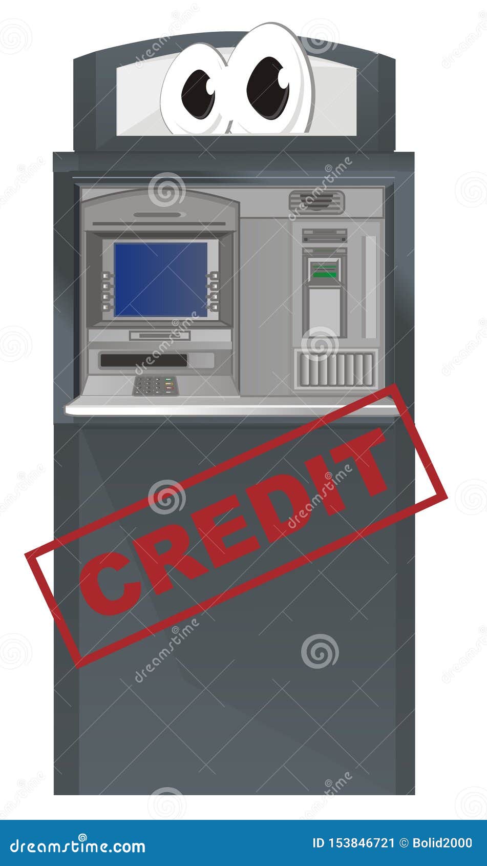Funny ATM and stamp stock illustration. Illustration of services ...