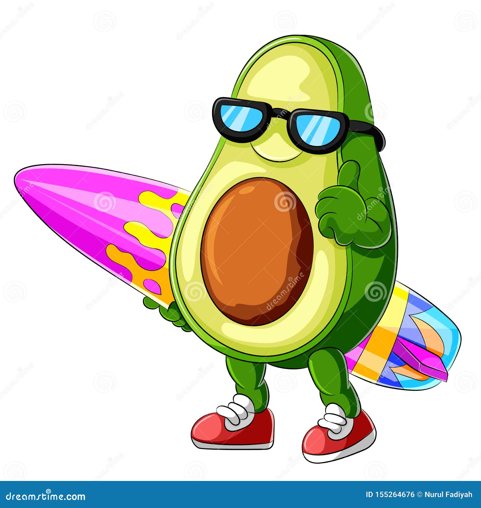Funny Avocado Cartoon Surfing Stock Vector - Illustration of riding ...