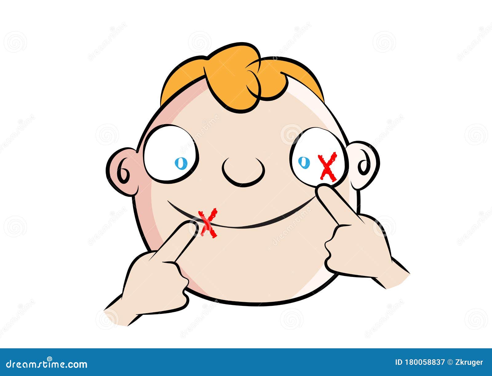 Funny Avoid Face Touching White Boy Coronavirus Disease Prevention ...