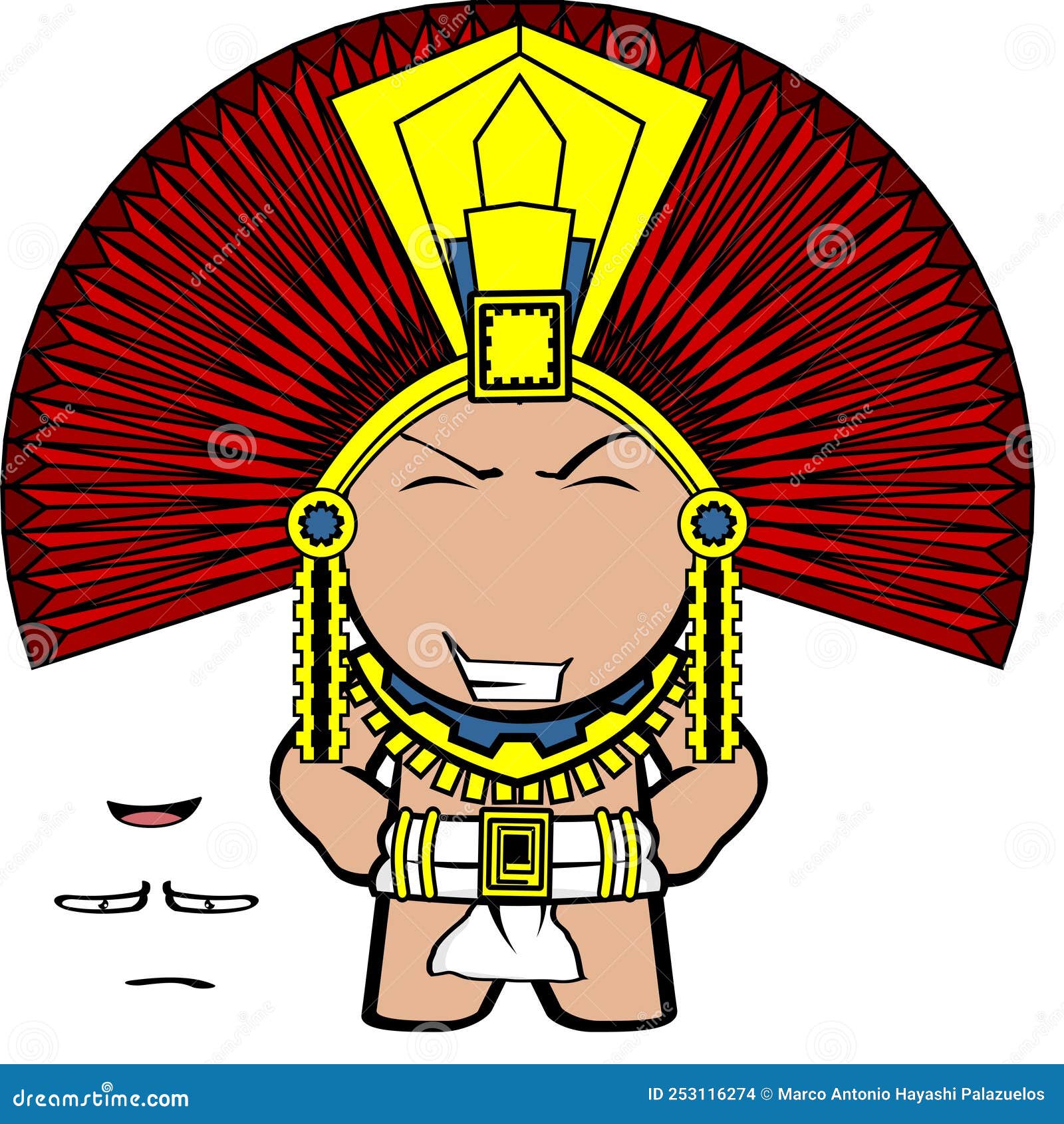 Funny Aztec Kid Mexican God Cartoon Pack Stock Vector - Illustration of ...
