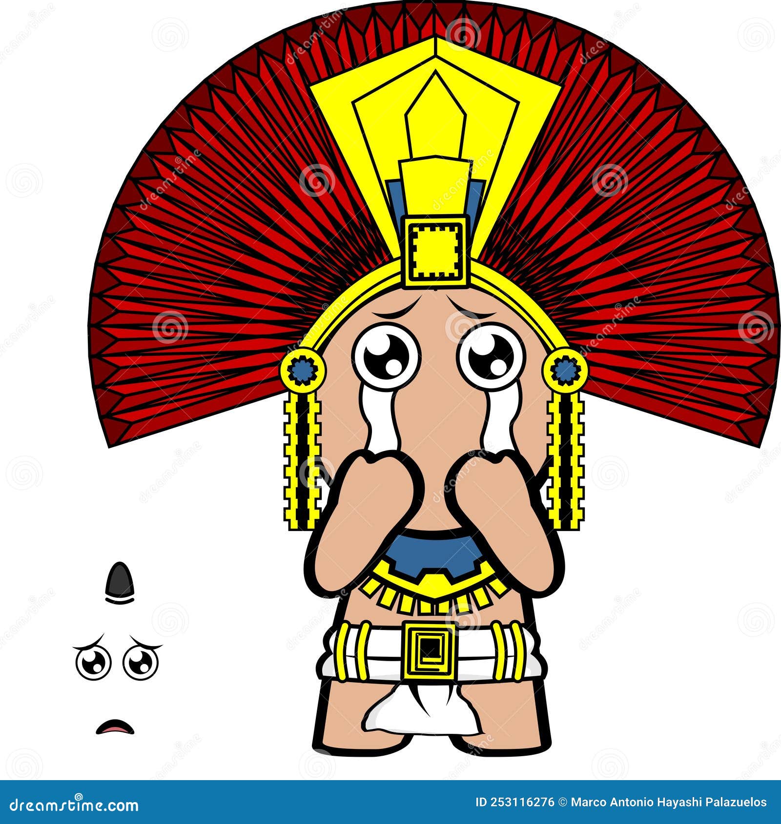 Aztec Kid Mexican God Cartoon Stock Vector - Illustration of funny ...
