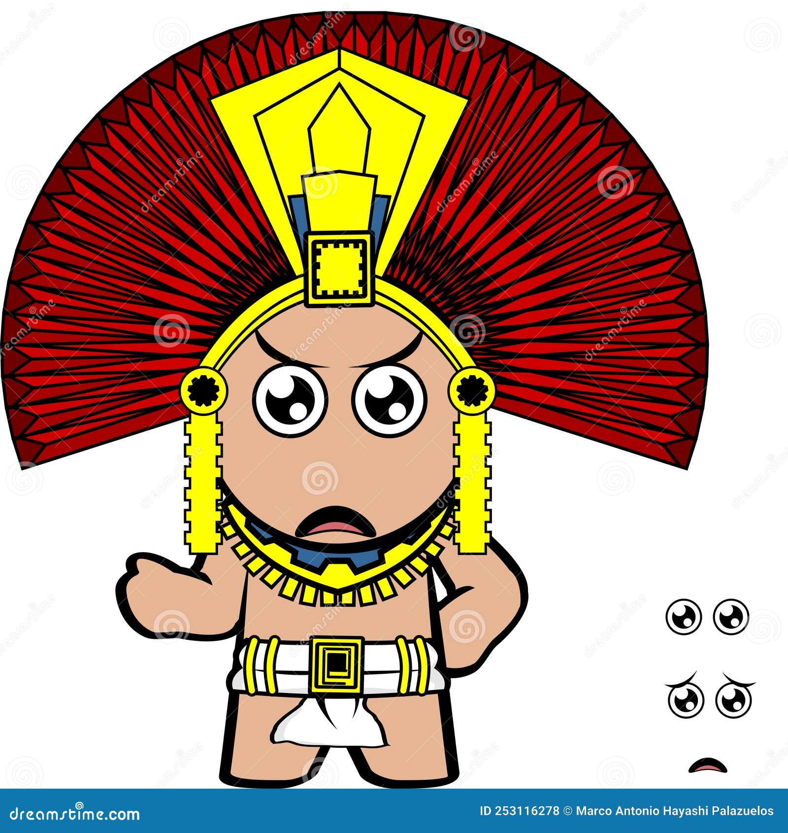 Funny Aztec Kid Mexican God Cartoon Collection Stock Vector ...