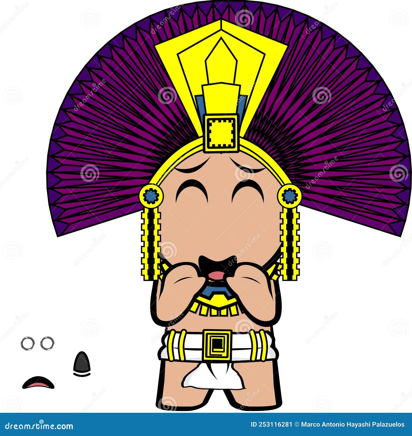 Funny Aztec Kid Mexican God Cartoon Pack Collection Stock Vector ...