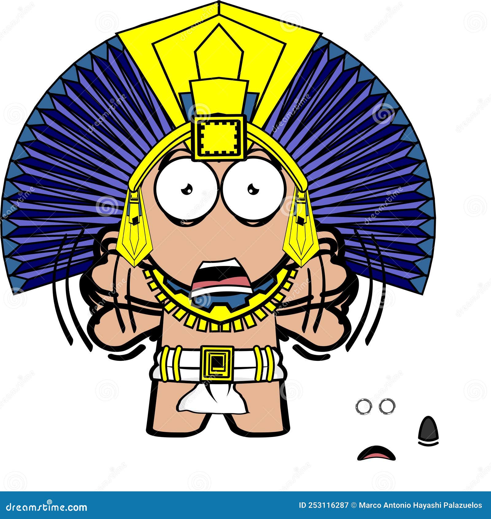 Kink Aztec Kid Mexican God Cartoon Stock Vector - Illustration of chibi ...