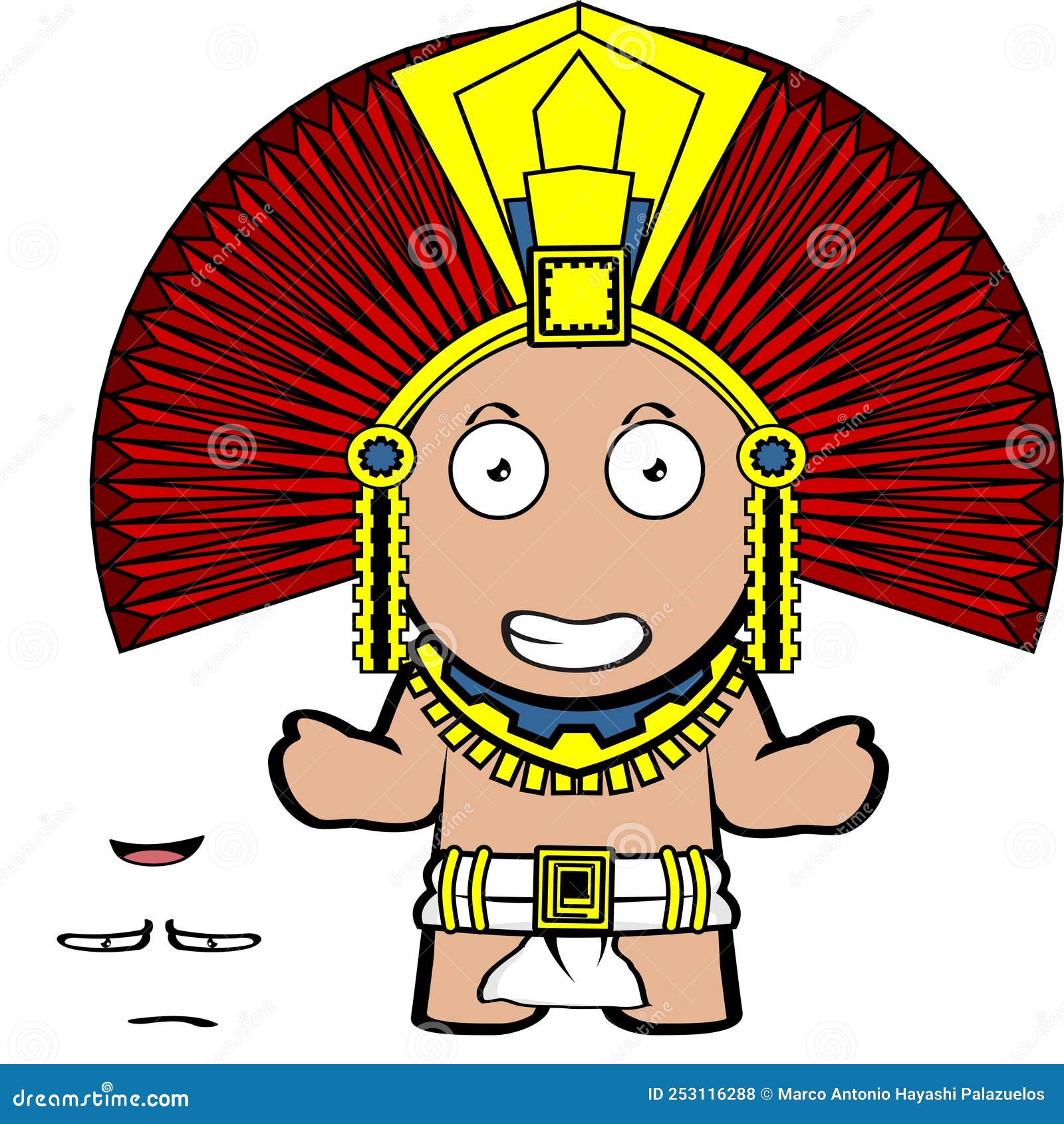 Funny Aztec Mexican God Cartoon Set Stock Vector - Illustration of ...