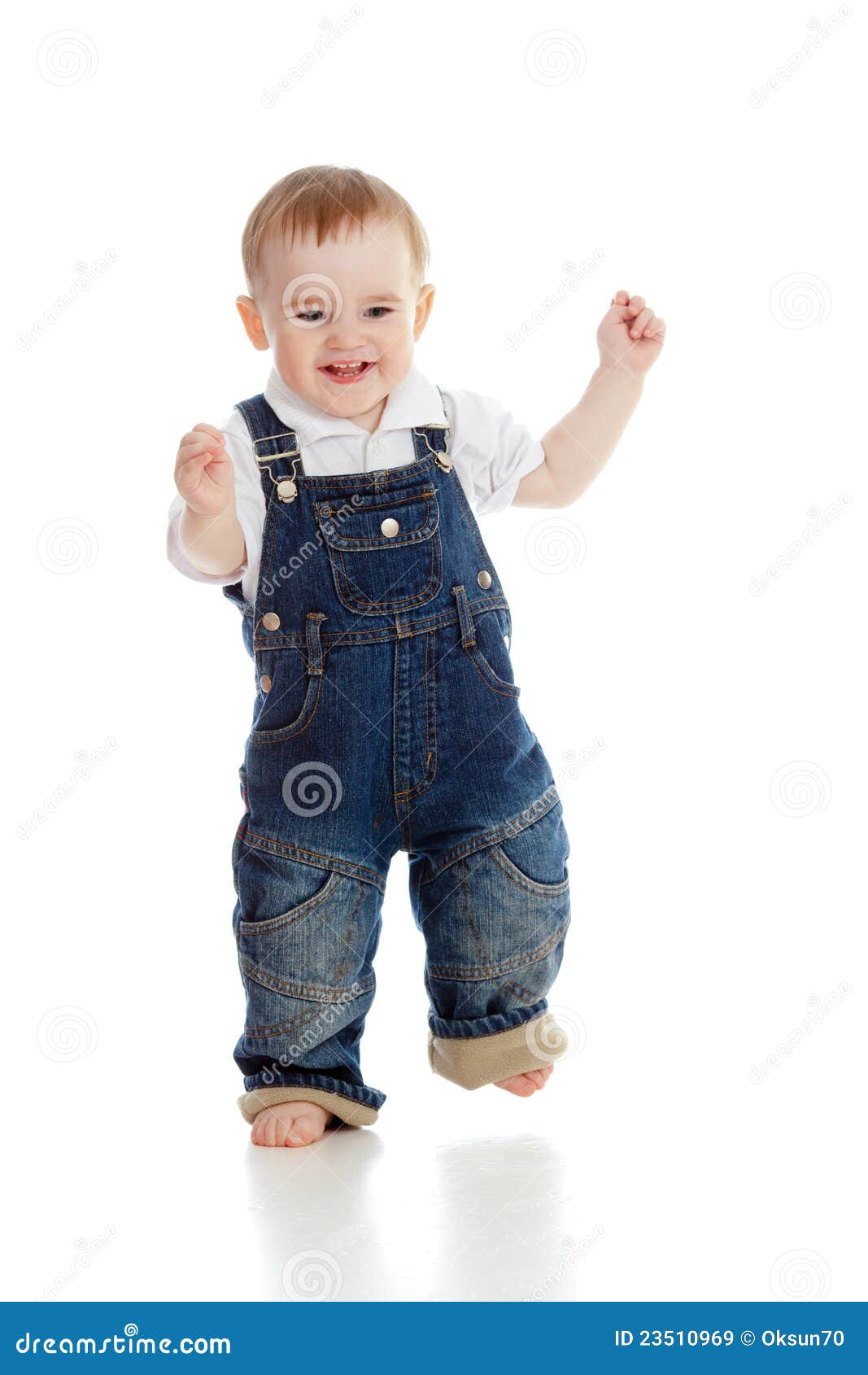Funny Baby Boy is Running. Studio Shot. Stock Image - Image of small ...