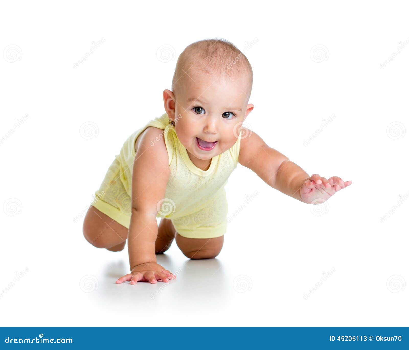 Funny baby crawling stock image. Image of caucasian, girl - 45206113