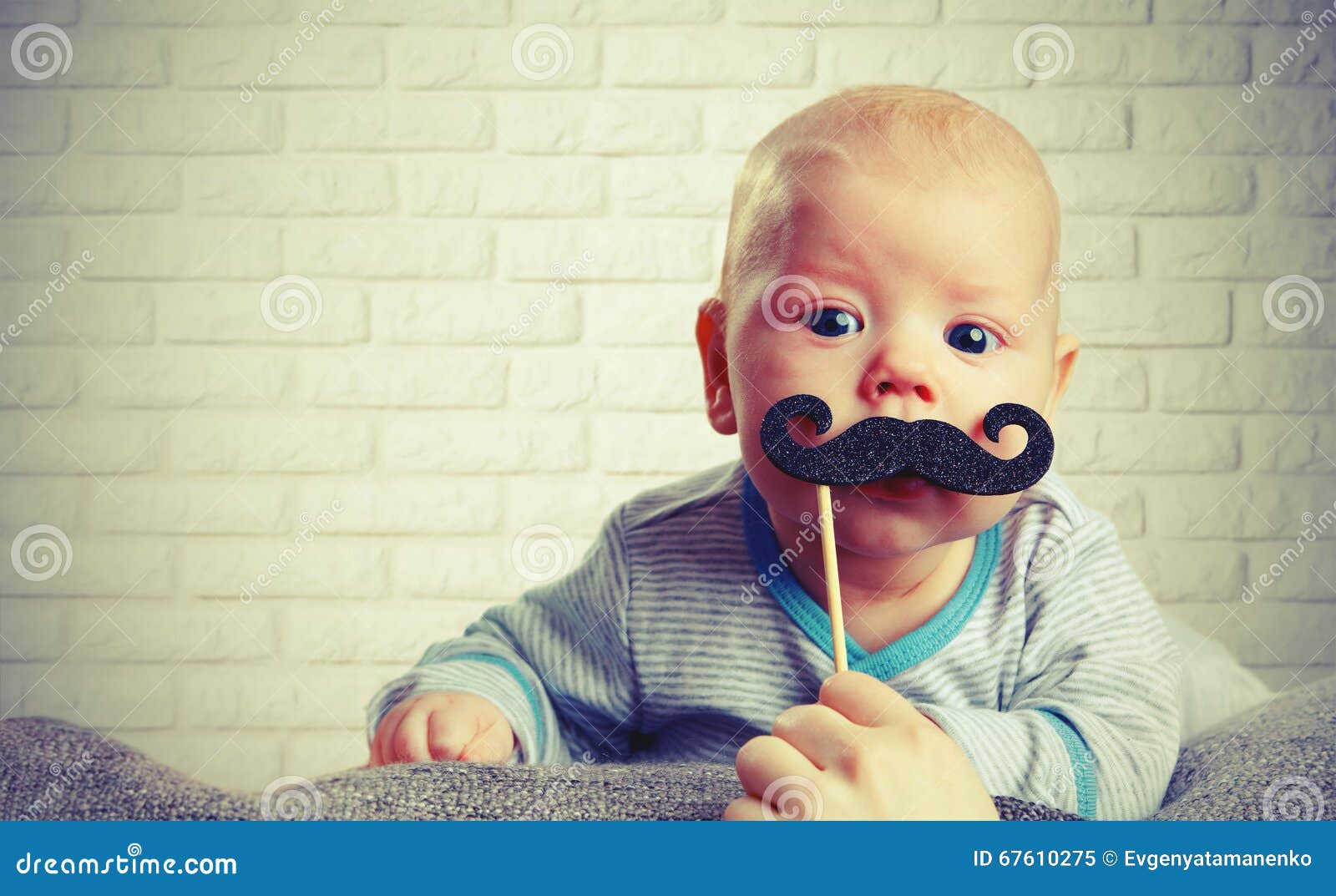 Funny baby with a mustache stock image. Image of happy - 67610275