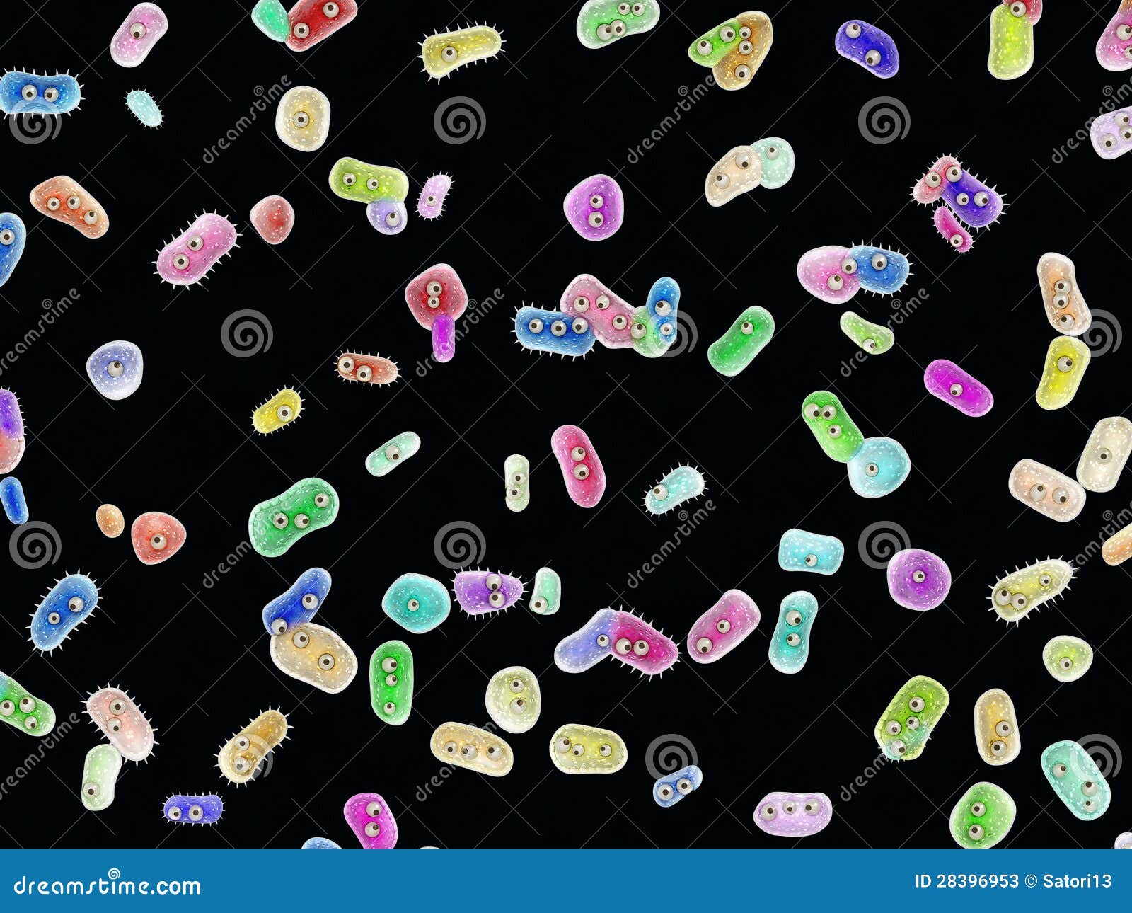 Funny Gut Bacteria Family Cartoon Characters Isolated On White, Gut And ...