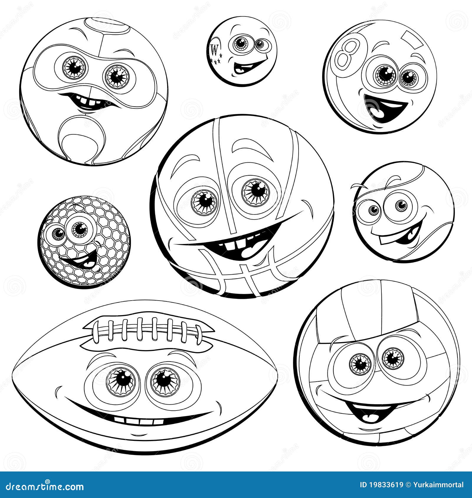 Funny balls(Coloring) stock vector. Illustration of eyes - 19833619