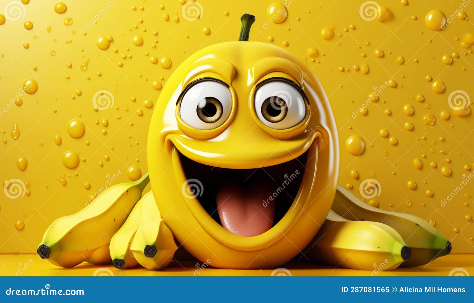 Funny Banana with Smiling Face. AI Generated Stock Illustration ...