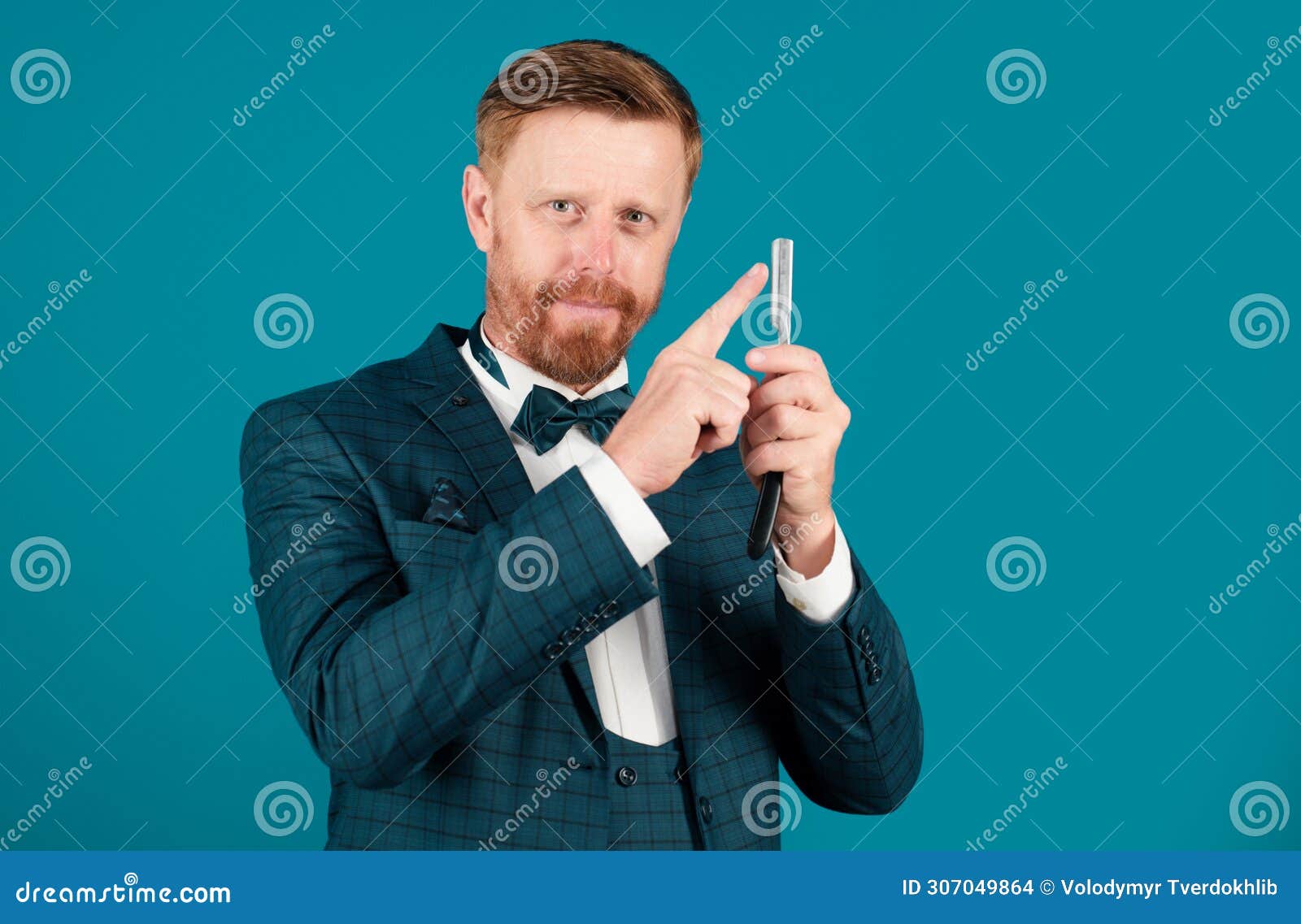 Funny Barber. Barber Blade. Man with Vintage Razor. Stock Photo - Image ...