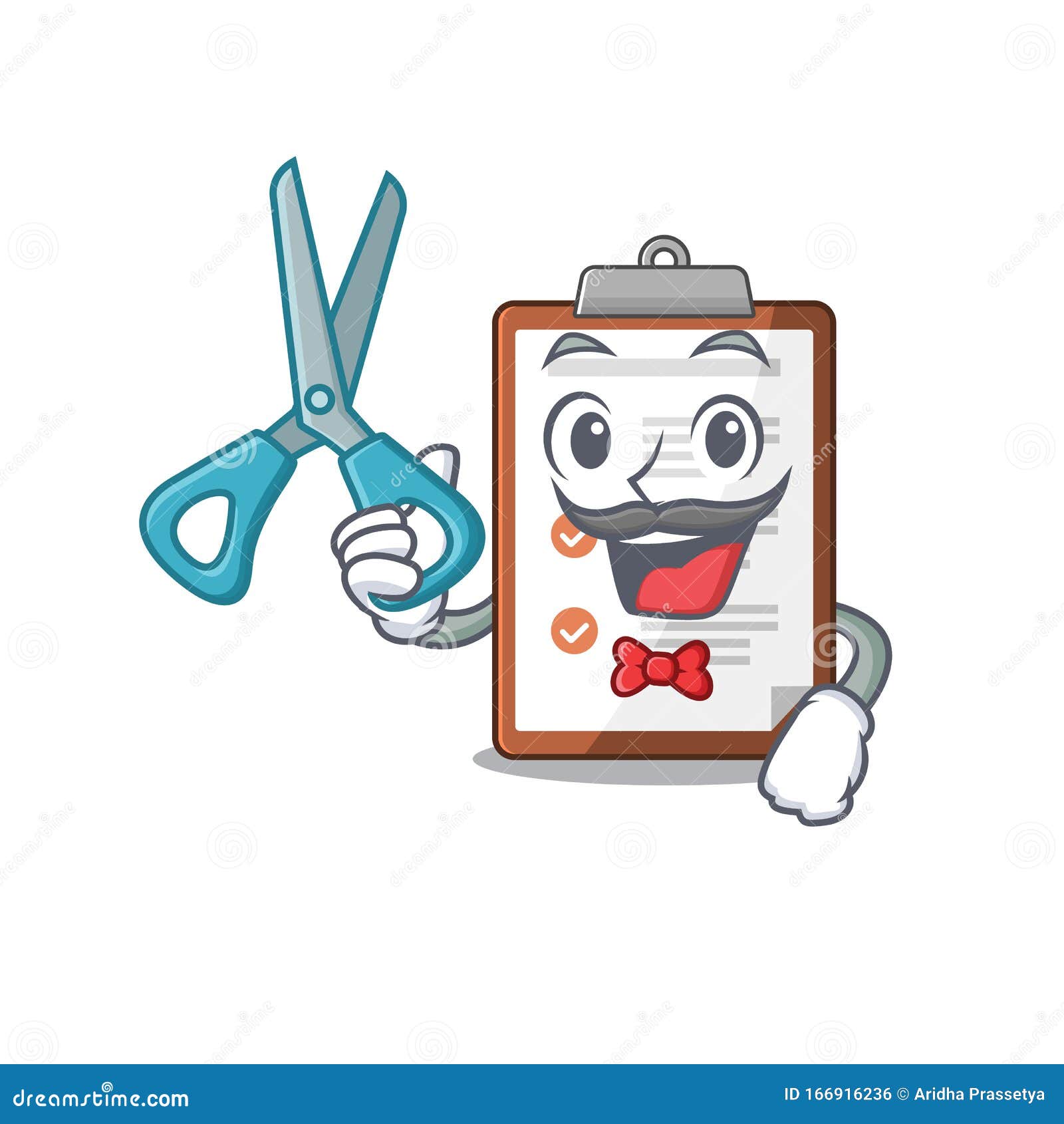 Funny Barber Clipboard Scroll Cartoon Charakter Design Stil Vektor ...