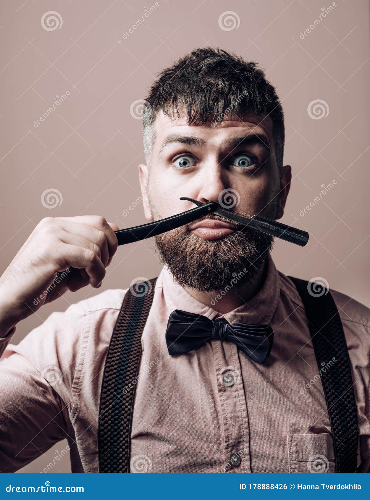 Funny Barber Cocept. Male Fashion Portrait. Bearded Man. Barber Shop ... Funny Barber Cocept. Male Fashion Portrait. Bearded Man. Barber Shop ...