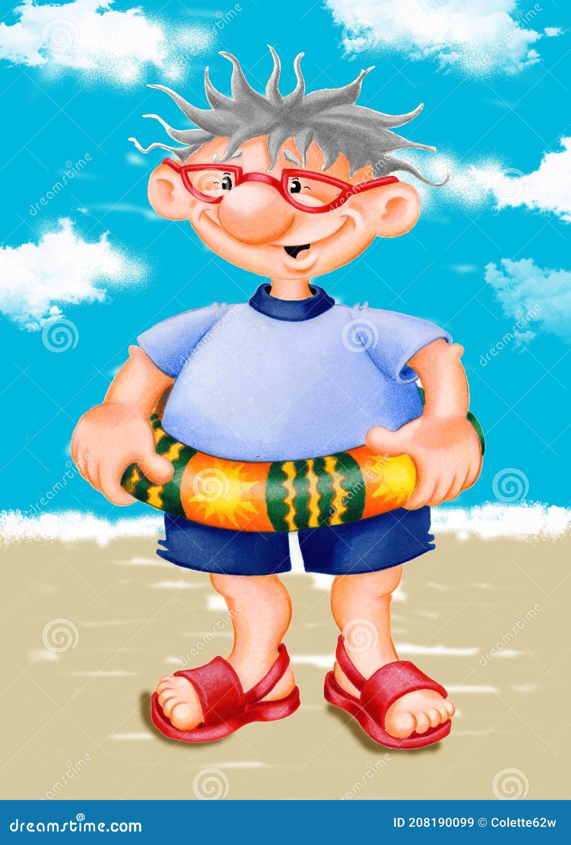 Funny Beach Guest Cartoon / Illustration Stock Illustration ...