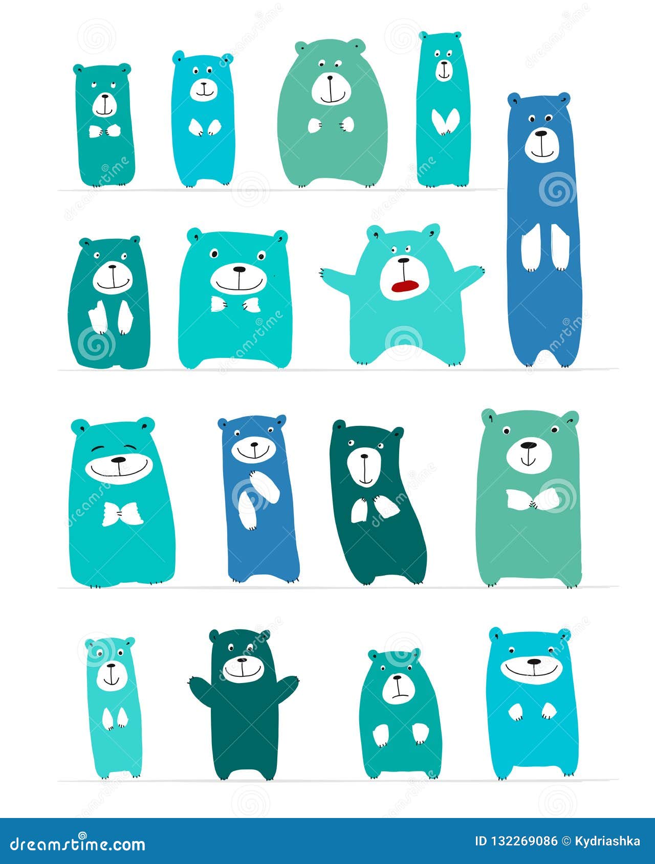Funny Bears Collection, Sketch for Your Design Stock Vector ...