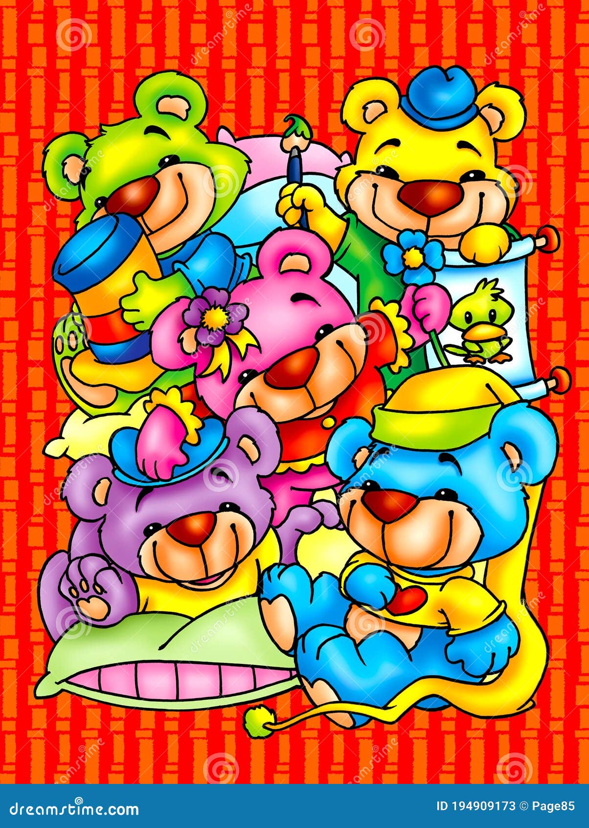 Funny bears stock illustration. Illustration of colorful - 194909173