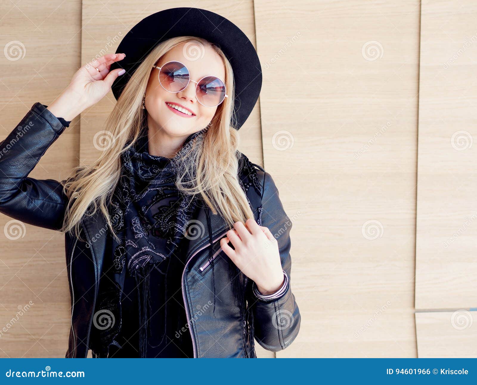 Funny And Beautiful Blonde In Sun Glasses And A Hat Trendy Girl Portrait Outdoor Holds Hat