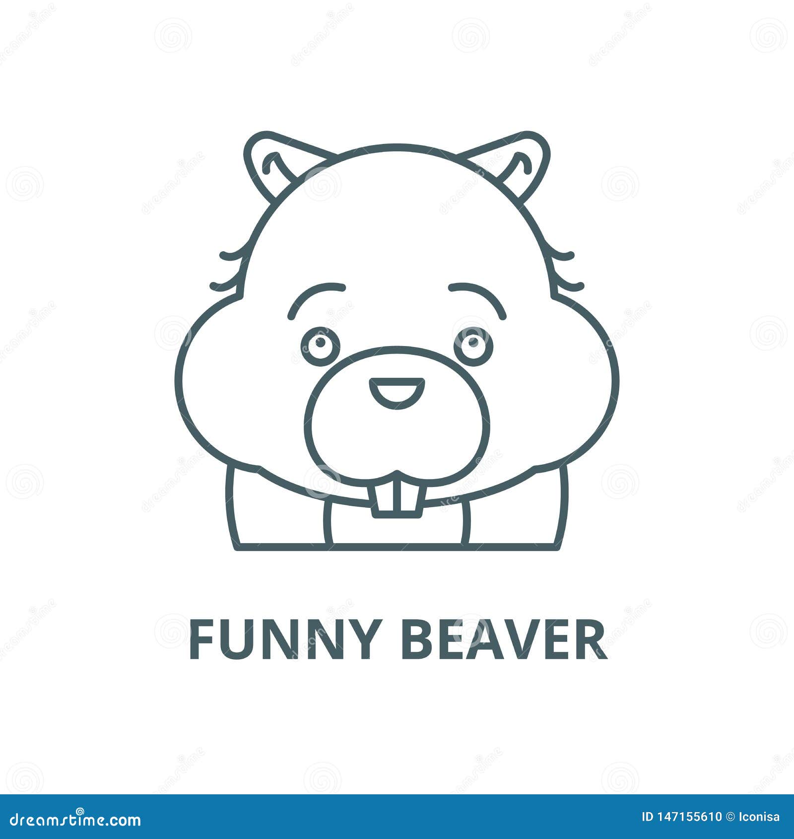 Funny Beaver Vector Line Icon, Linear Concept, Outline Sign, Symbol ...