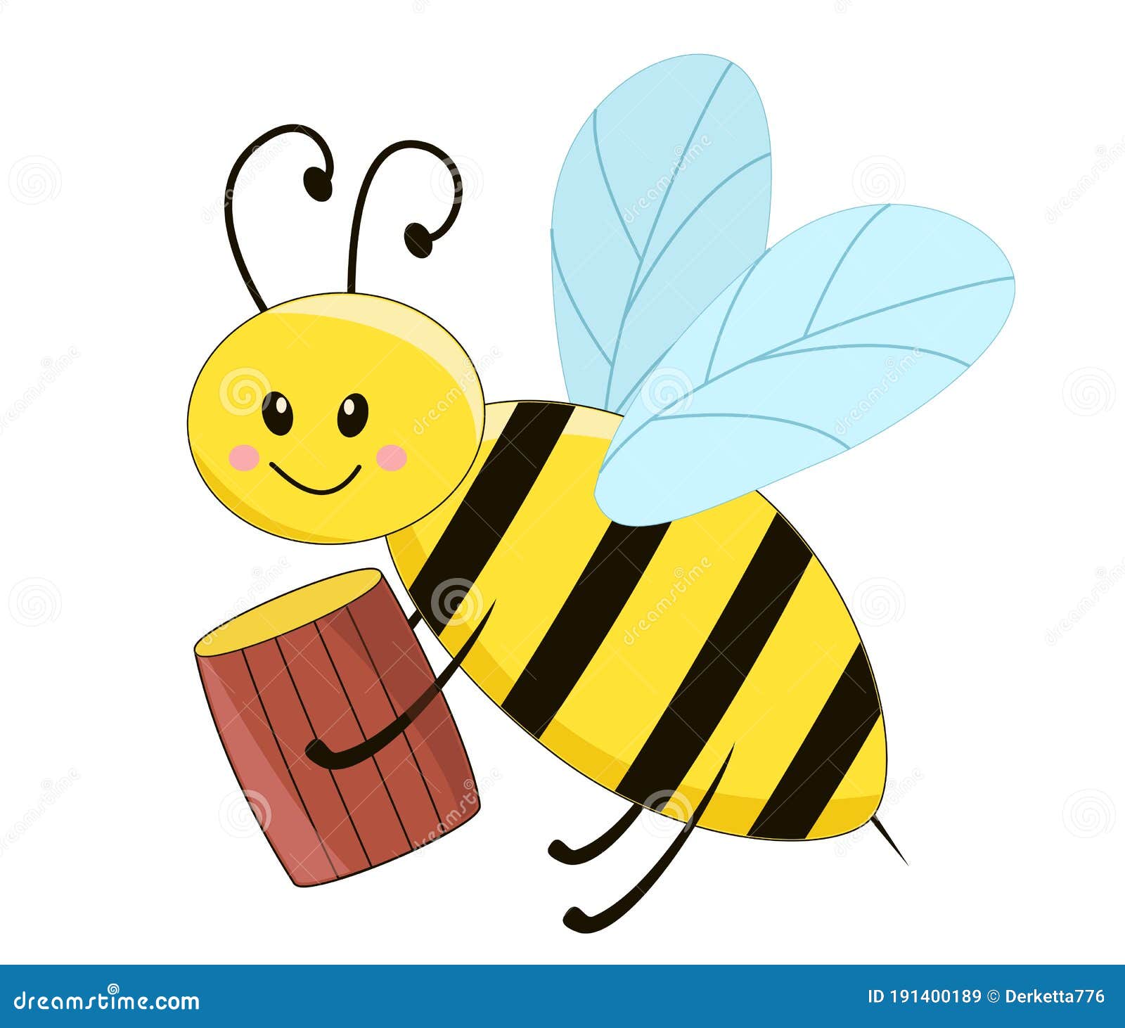 Funny Bee with a Barrel of Honey. Vector on a White Background Isolate ...
