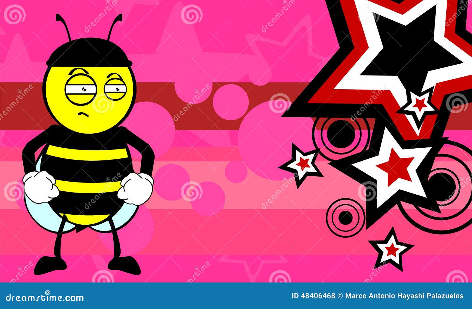 Funny Bee Cartoon Background6 Stock Vector - Illustration of card ...