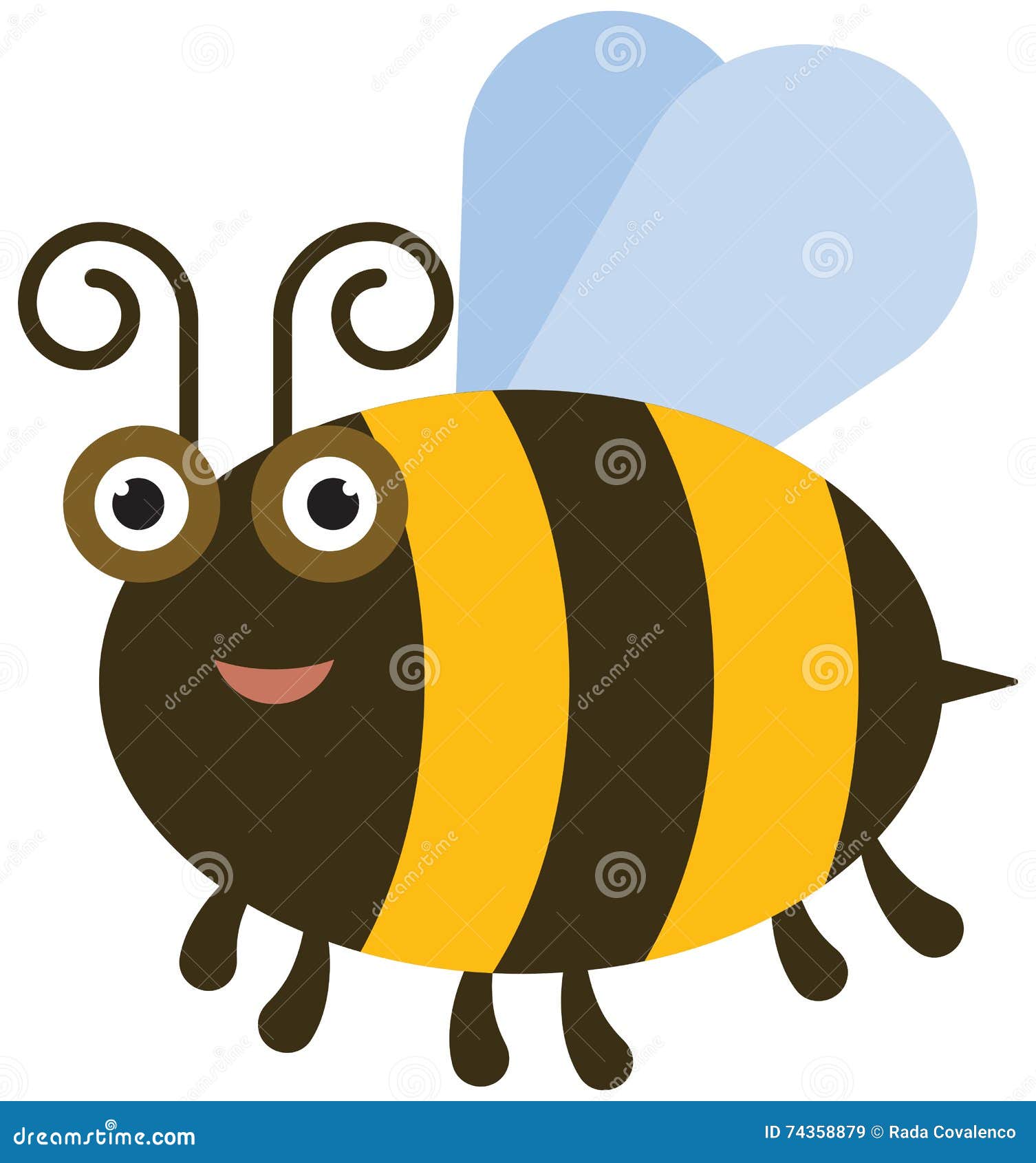 Funny bee stock vector. Illustration of smiling, outline - 74358879