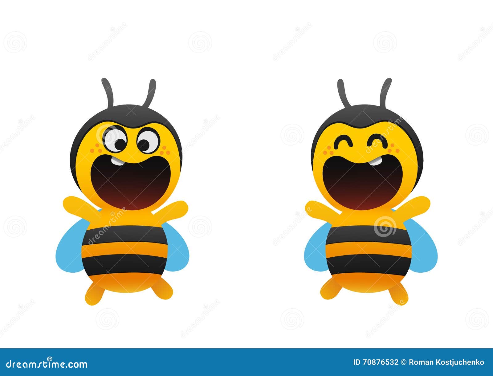 Funny Bee Smiles Broadly Two Types Stock Vector - Illustration of ...