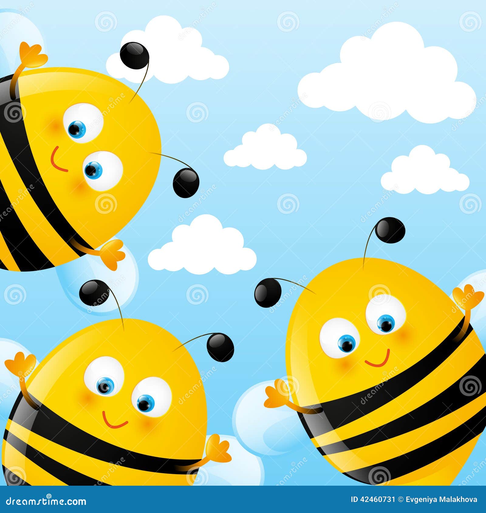 Funny bees stock vector. Illustration of animal, cartoon - 42460731